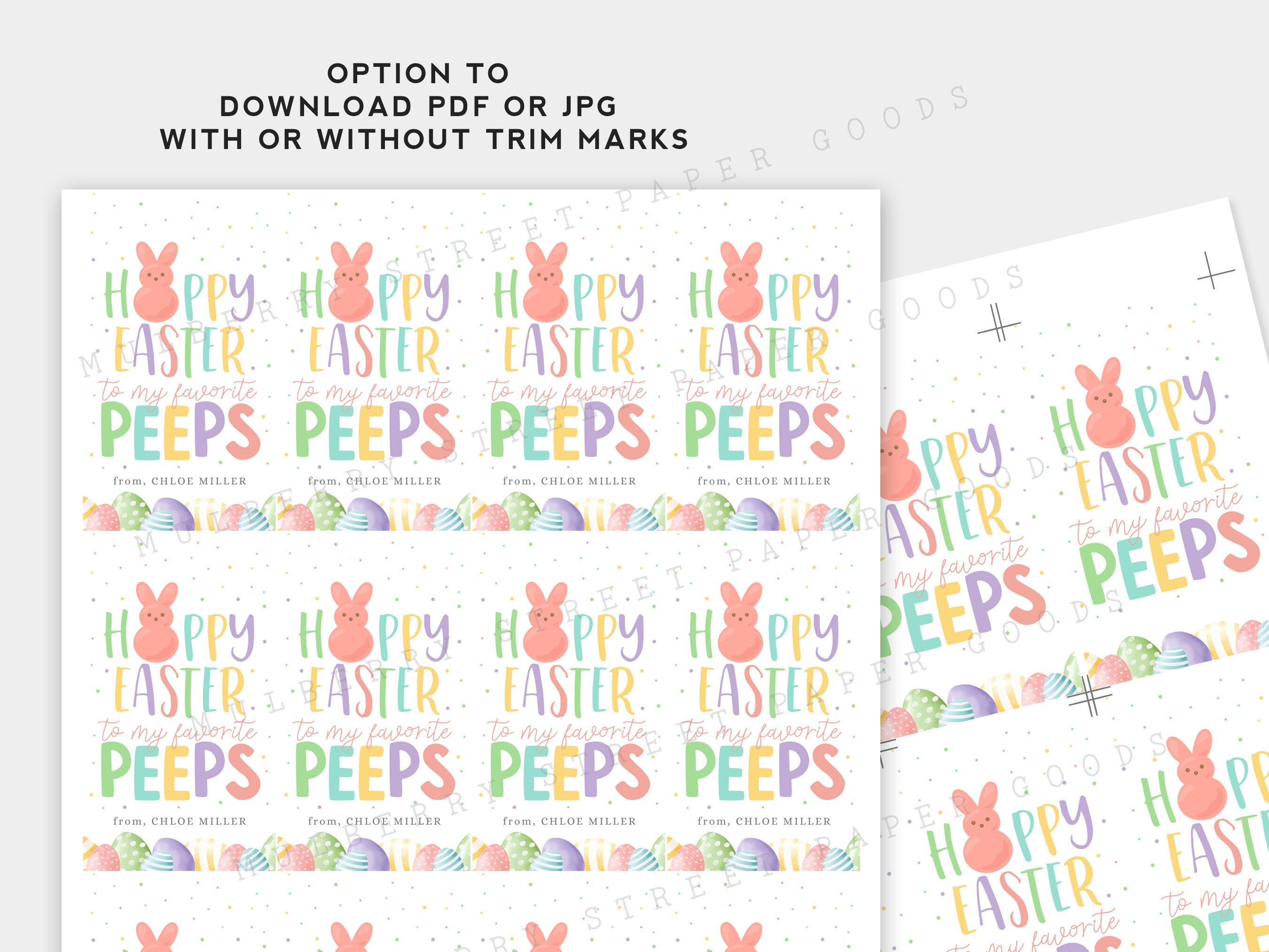 Printable Hoppy Easter to My Favorite Peeps Gift Tag Instant - Etsy