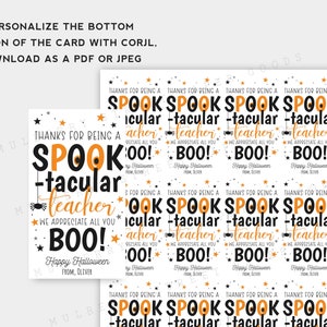 Printable Spooktacular Teacher Halloween Gift Tag, School Halloween ...