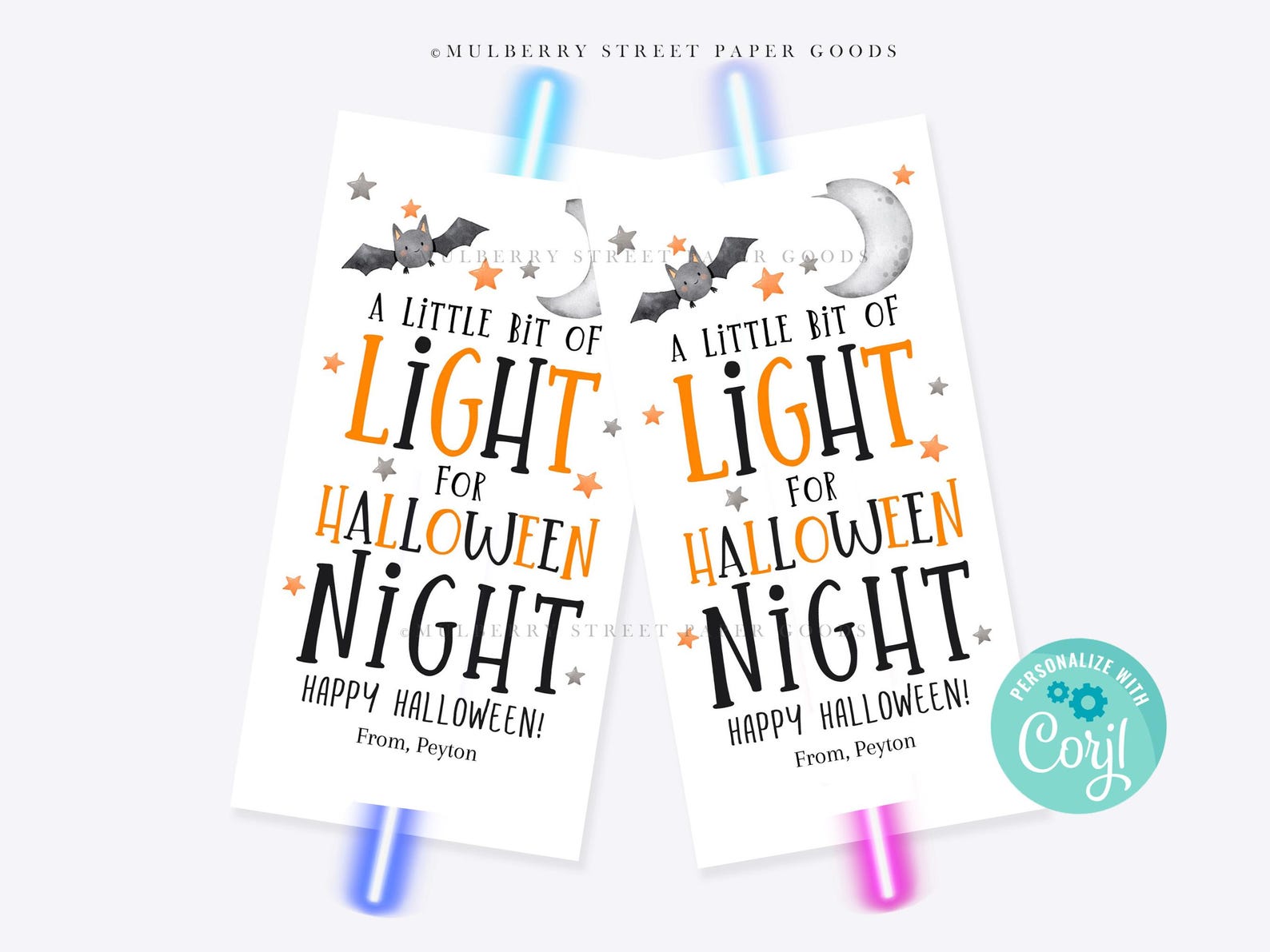 Printable Halloween Glow Stick Holder, A Little Bit of Light for ...