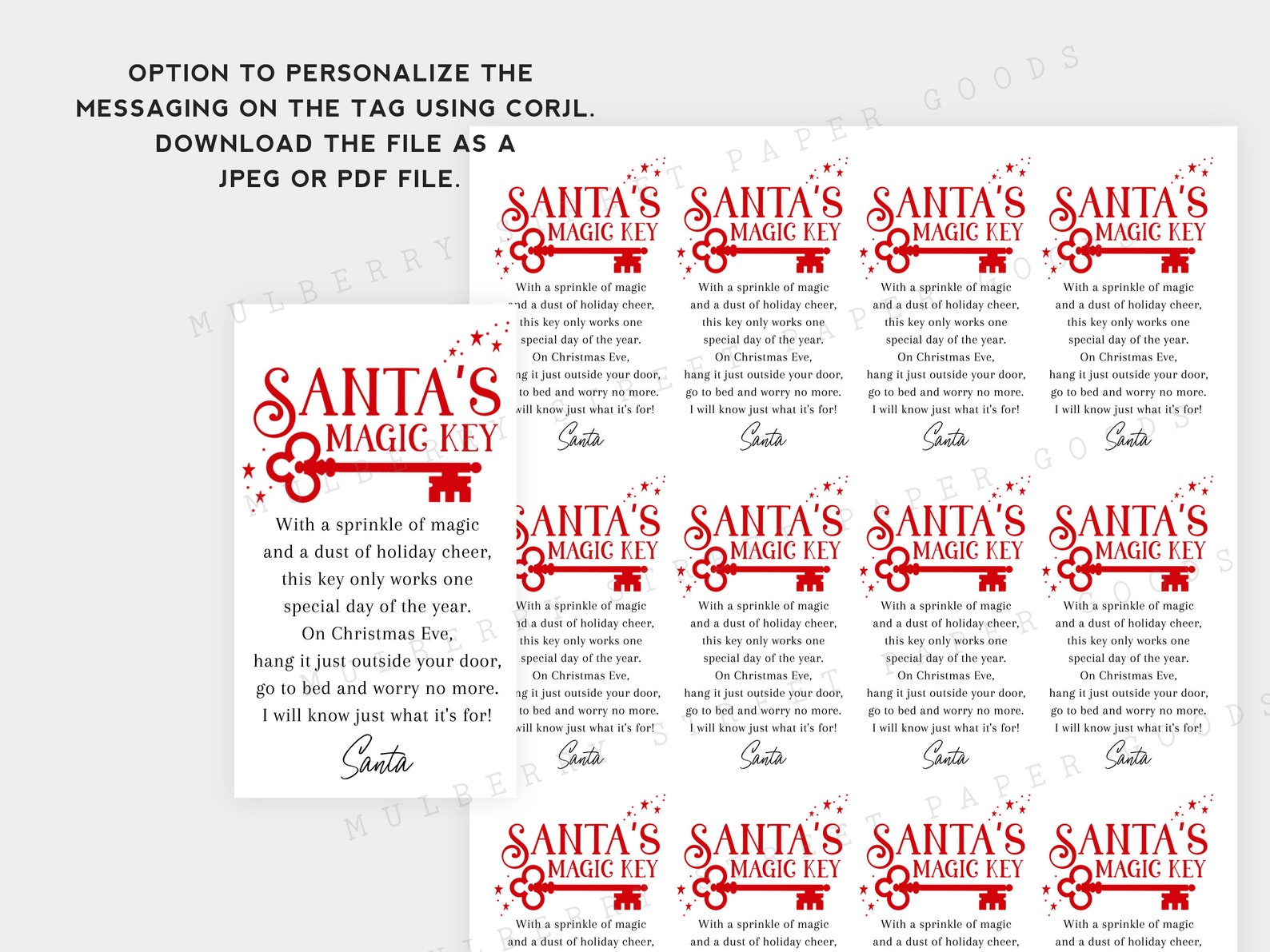 Printable Santa's Magic Key Tag Christmas Tradition - Etsy