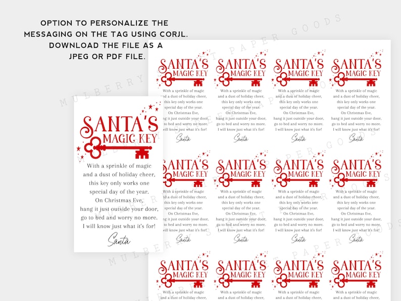 Printable Santa's Magic Key Tag Christmas Tradition - Etsy