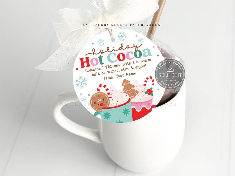 Editable Hot Chocolate Labels Printable Digital Download Christmas Hot ...