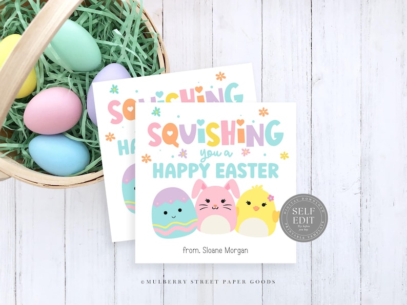 Squishing You a Happy Easter Gift Tag Printable Easter Squishmallow ...