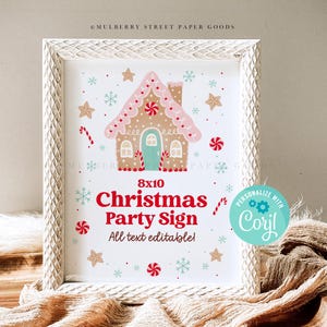 Editable Christmas Party Sign Printable Gingerbread House Decorating ...