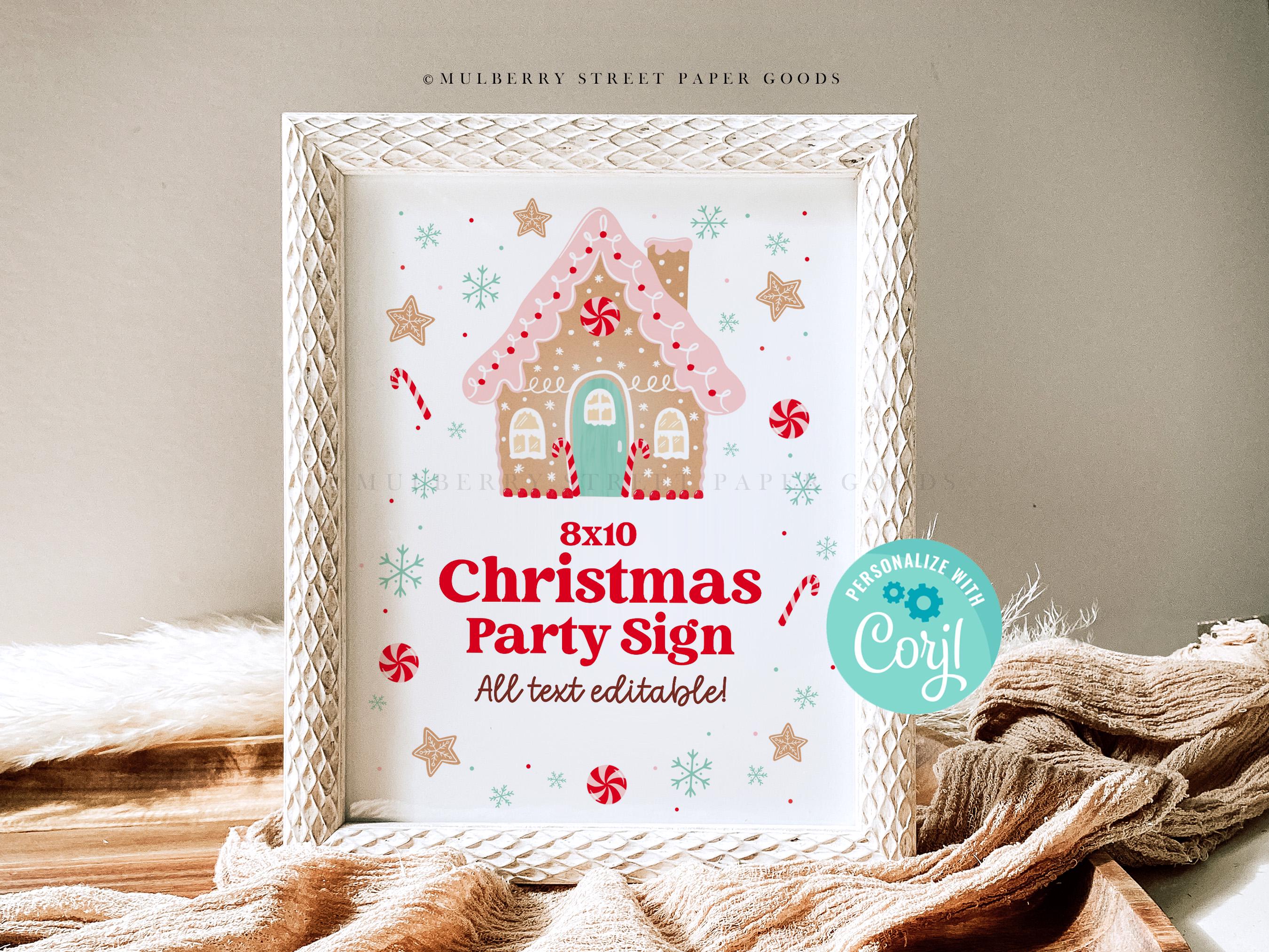Editable Christmas Party Sign Printable Gingerbread House Decorating ...