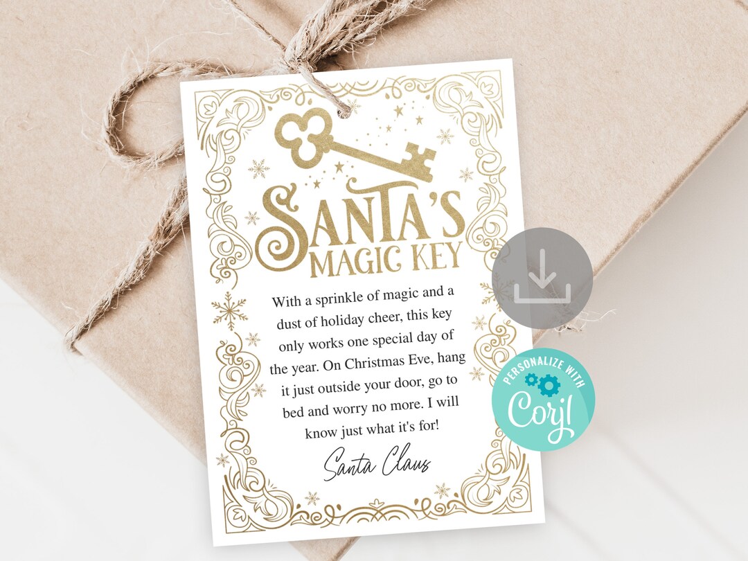 Santa Claus Magical Key Instructions Printable, Instant Download Santa ...