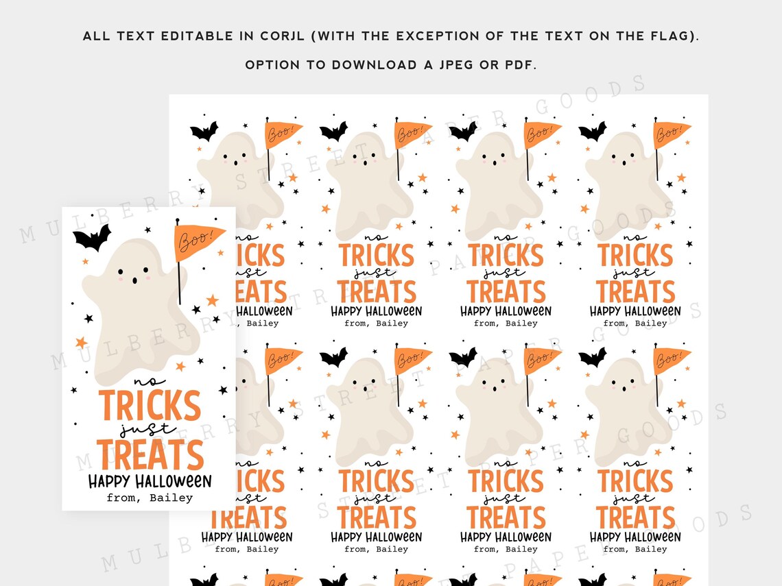 Editable Halloween Printable Tag Halloween Party Favor Treat Tag Kids ...