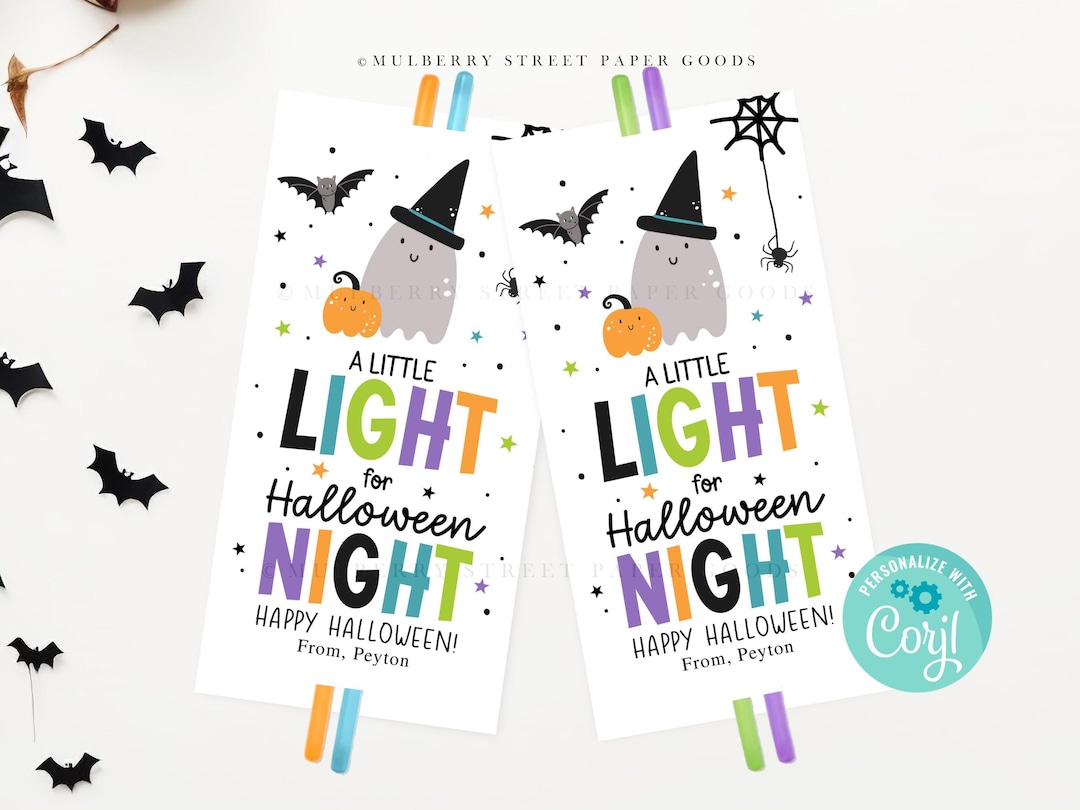 Halloween Glow Stick Tag Digital Download A Little Light for Halloween ...