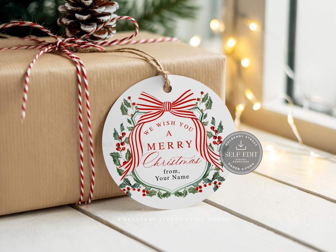 Editable Christmas Gift Tag Printable Digital Download Watercolor ...