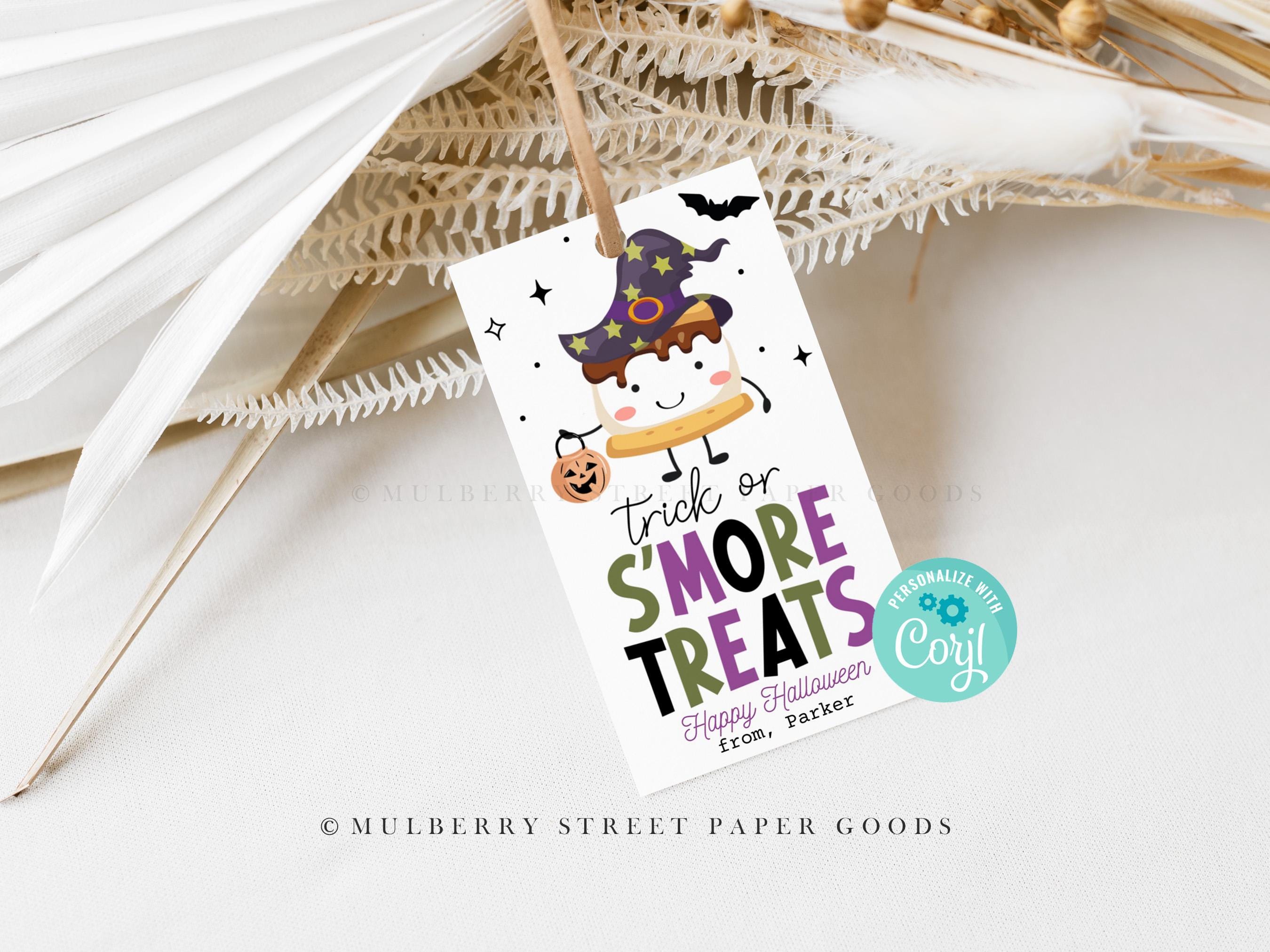 Halloween Printable Gift Tag Trick or S'more Treats Tag Halloween Gift ...