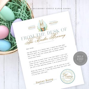 Printable Official Letter From the Desk of the Easter Bunny, Editable ...