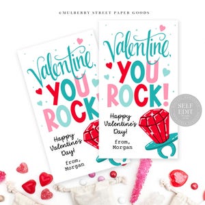 Ring Pop Valentine Card Printable Valentine's Day You Rock Party Favor ...