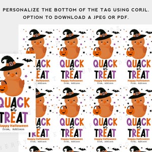 Halloween Gift Tag Halloween Rubber Duck Quack or Treat Tag Halloween ...