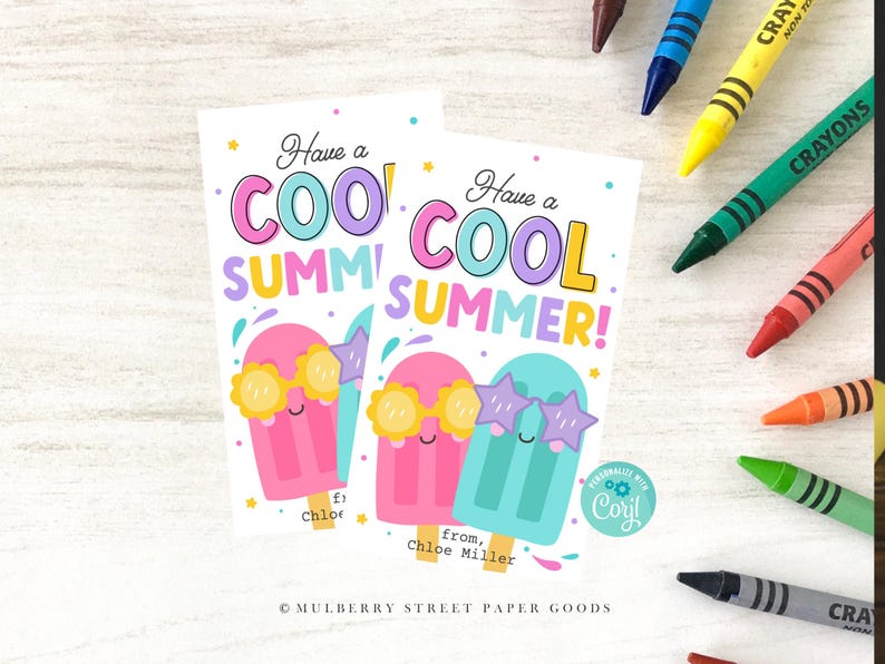 Last Day of School Gift Tag Printable Popsicle Summer Break Classroom ...