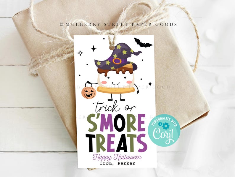 Halloween Printable Gift Tag Trick or S'more Treats Tag Halloween Gift ...