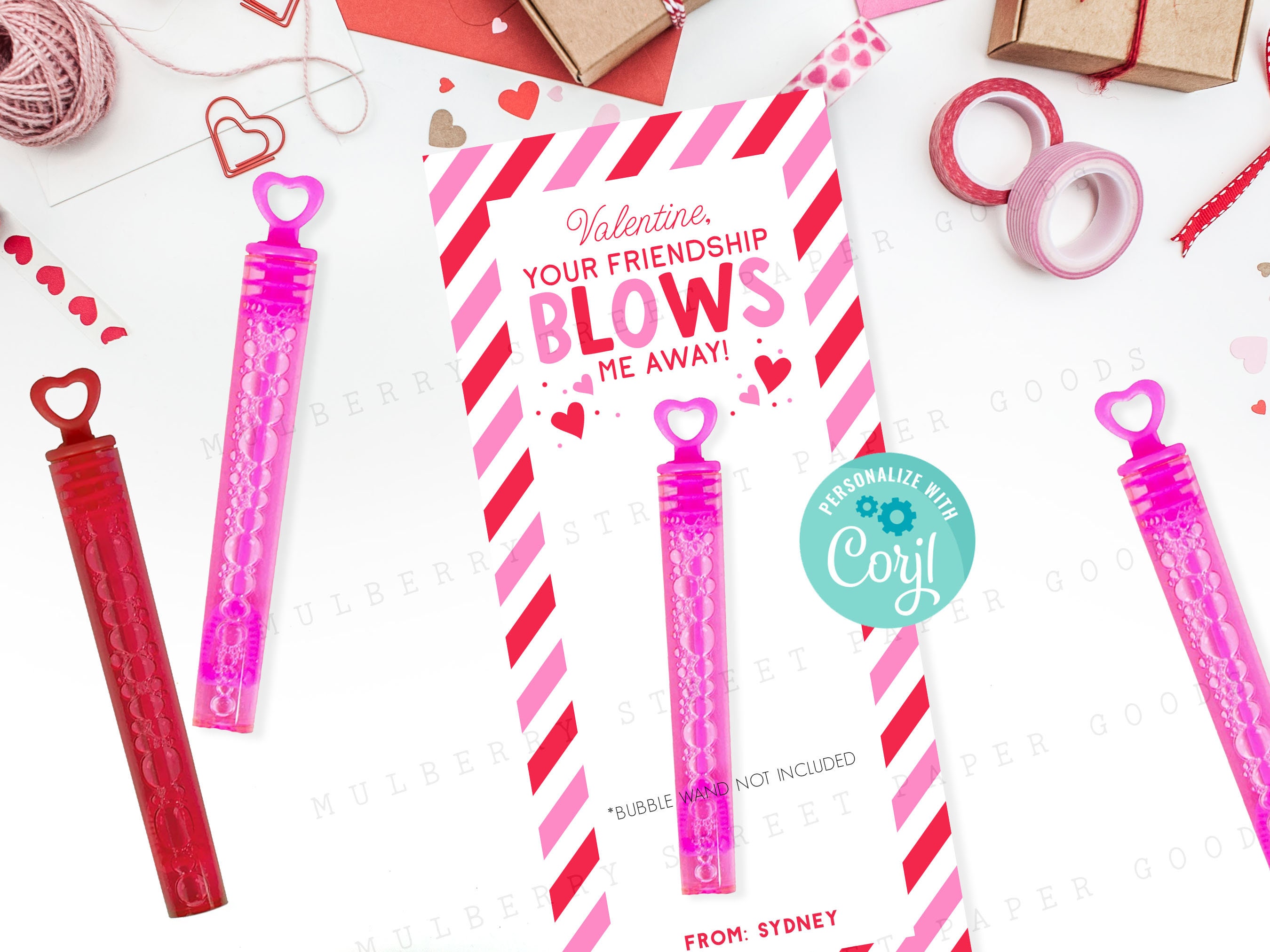 Printable Bubble Wand Valentine's Day Card Instant | Etsy