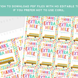 Printable Bus Driver Thank You Gift Tag, Editable Thanks for Going the ...