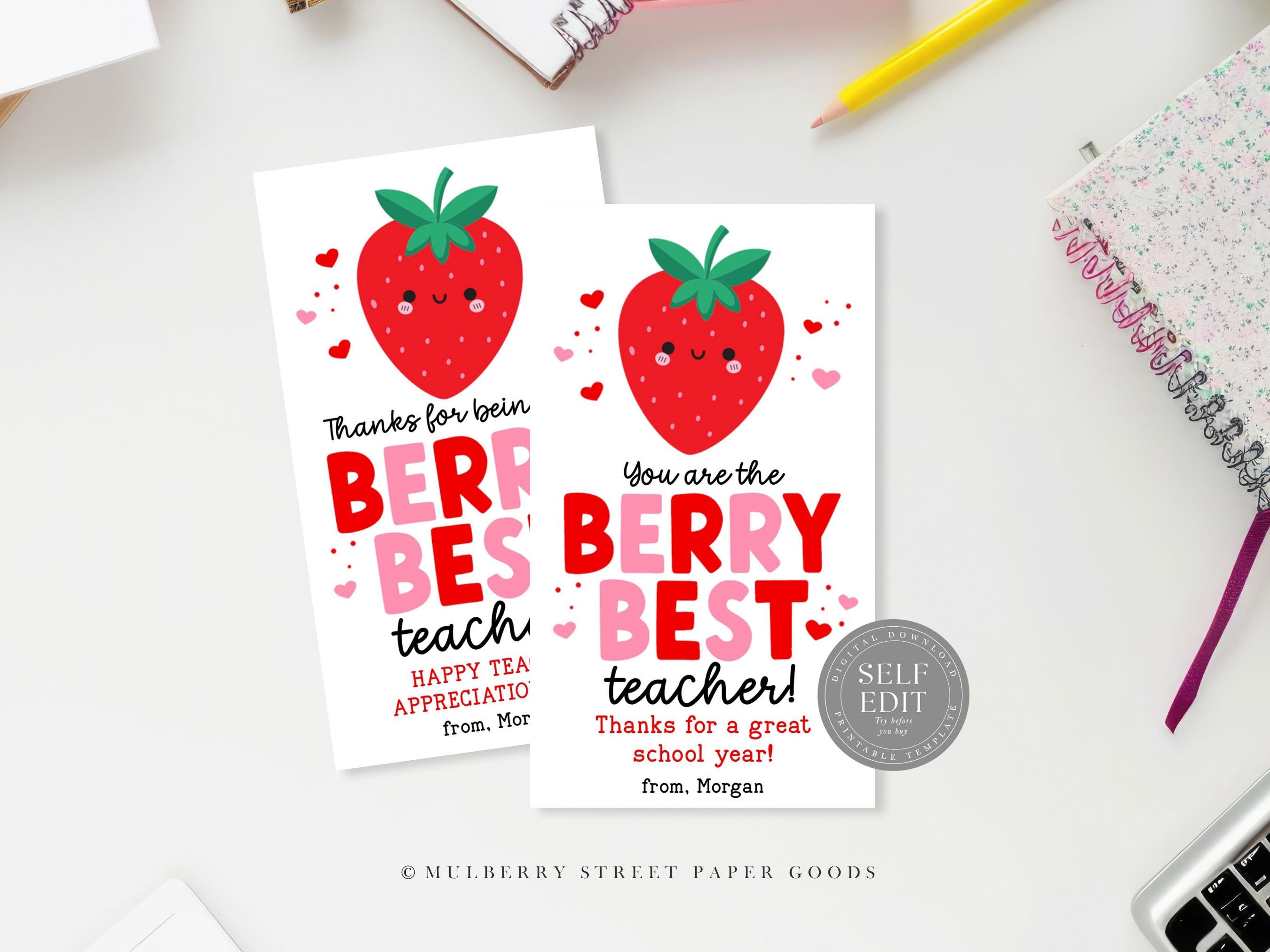 Berry Best Teacher Gift Tag Printableteacher Appreciation Gift Tag ...