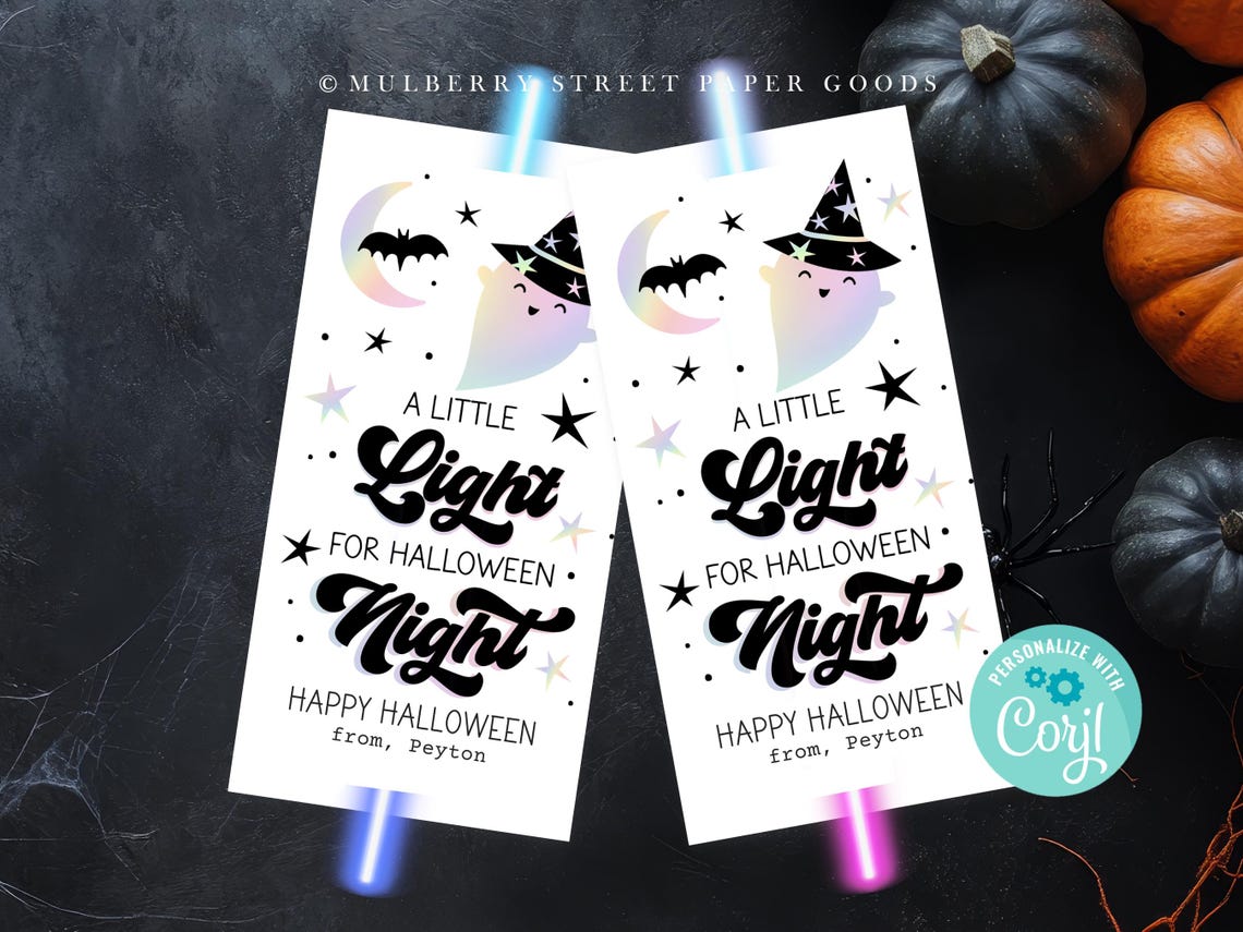 Halloween Glow Stick Holder Card Printable Template Halloween Party ...