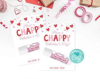 Printable Lip Balm Classroom Valentine's Day Card Instant | Etsy