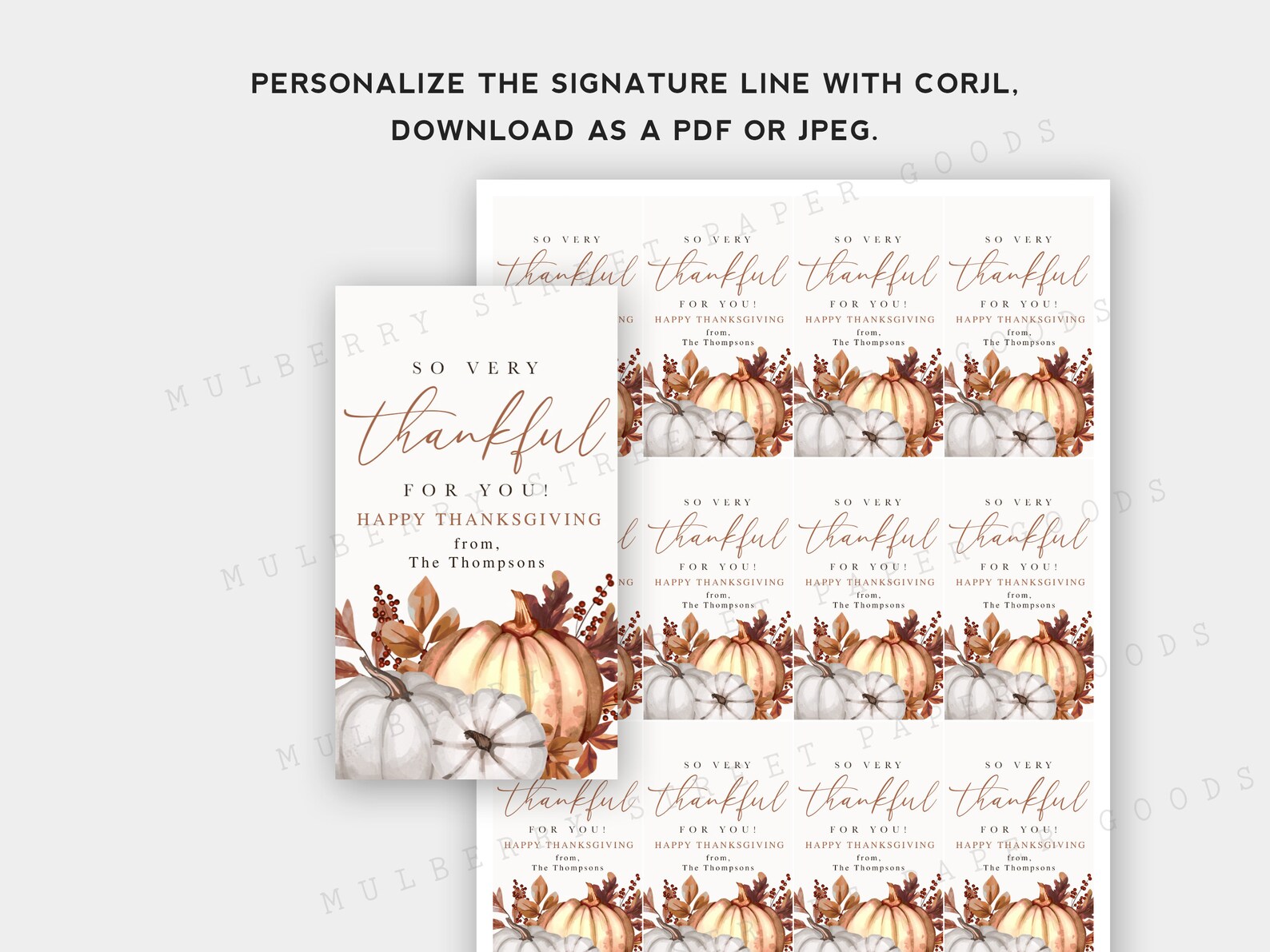 Printable so Very Thankful for You Gift Tag, Autumn Favor Tag, Happy ...