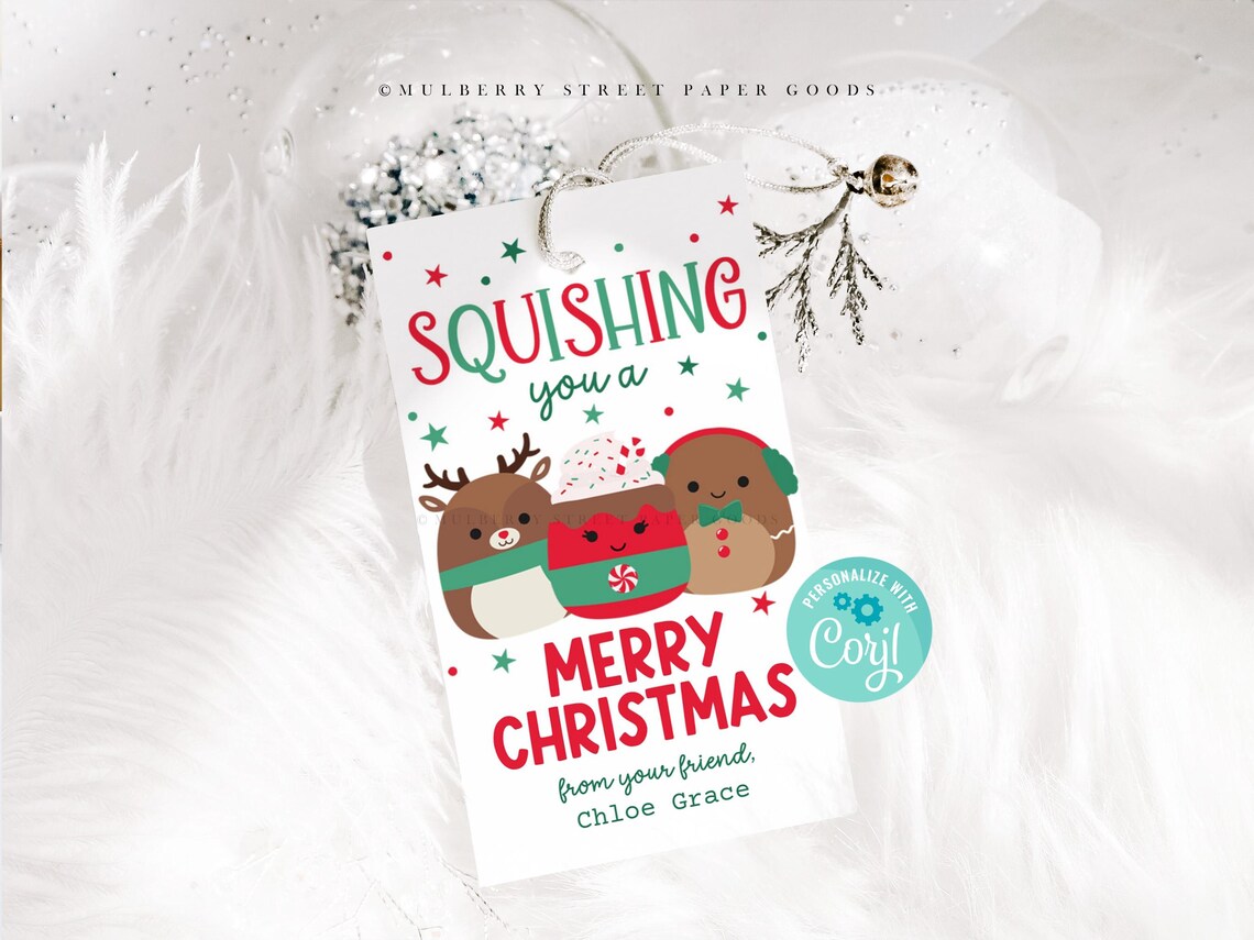 Squish Christmas Gift Tag Digital Download Plush Christmas Gift for ...