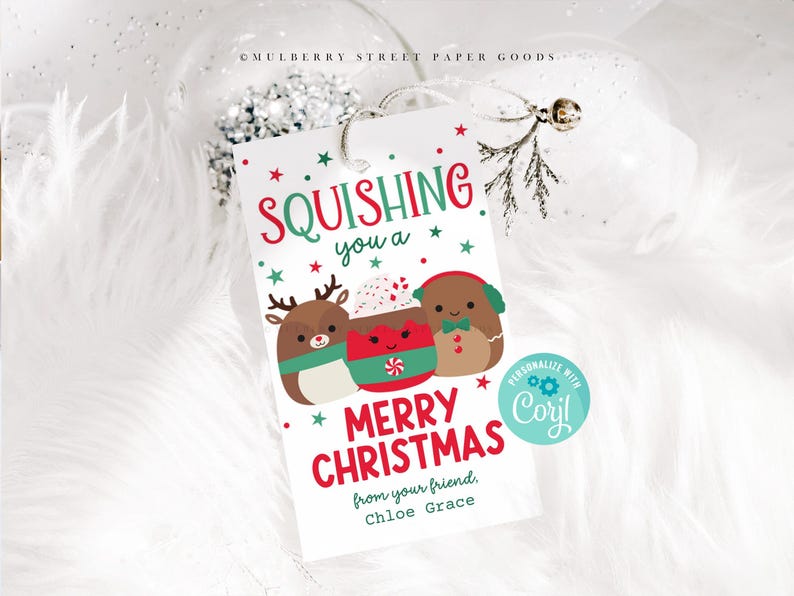Squish Christmas Gift Tag Digital Download Plush Christmas Gift for ...