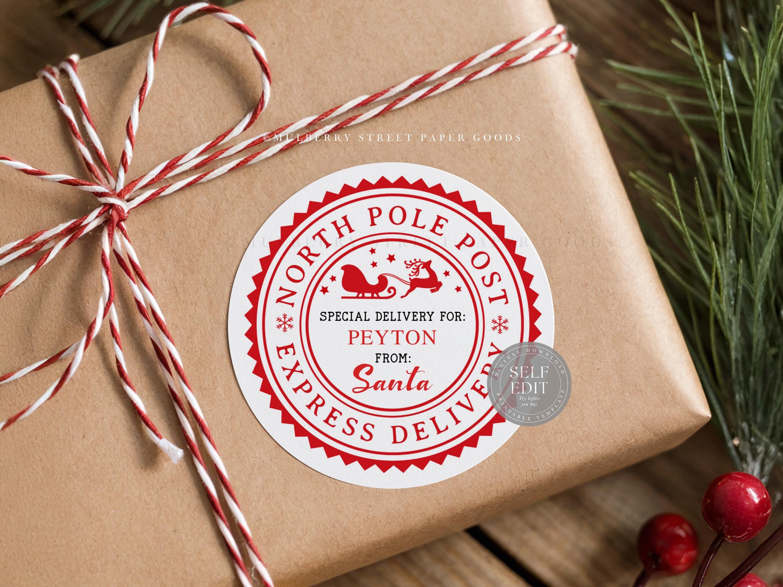 Personalized Santa Sticker Printable Digital Download Custom Christmas ...