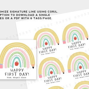 Printable Happy First Day of School Pastel Rainbow, Back to School ...