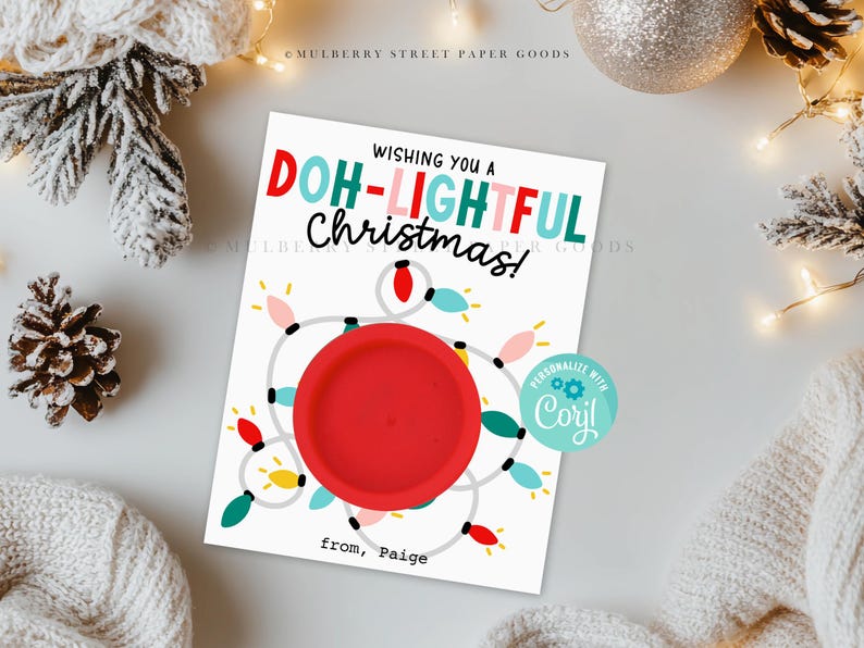Christmas Play Dough Holder Card Printable Kids Christmas Gift Digital ...