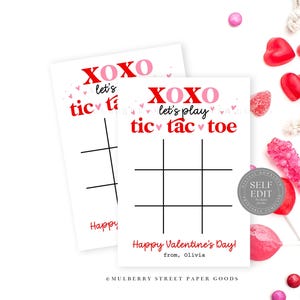 Let's Play Tic Tac Toe Valentine Card Printable Classroom Valentines ...