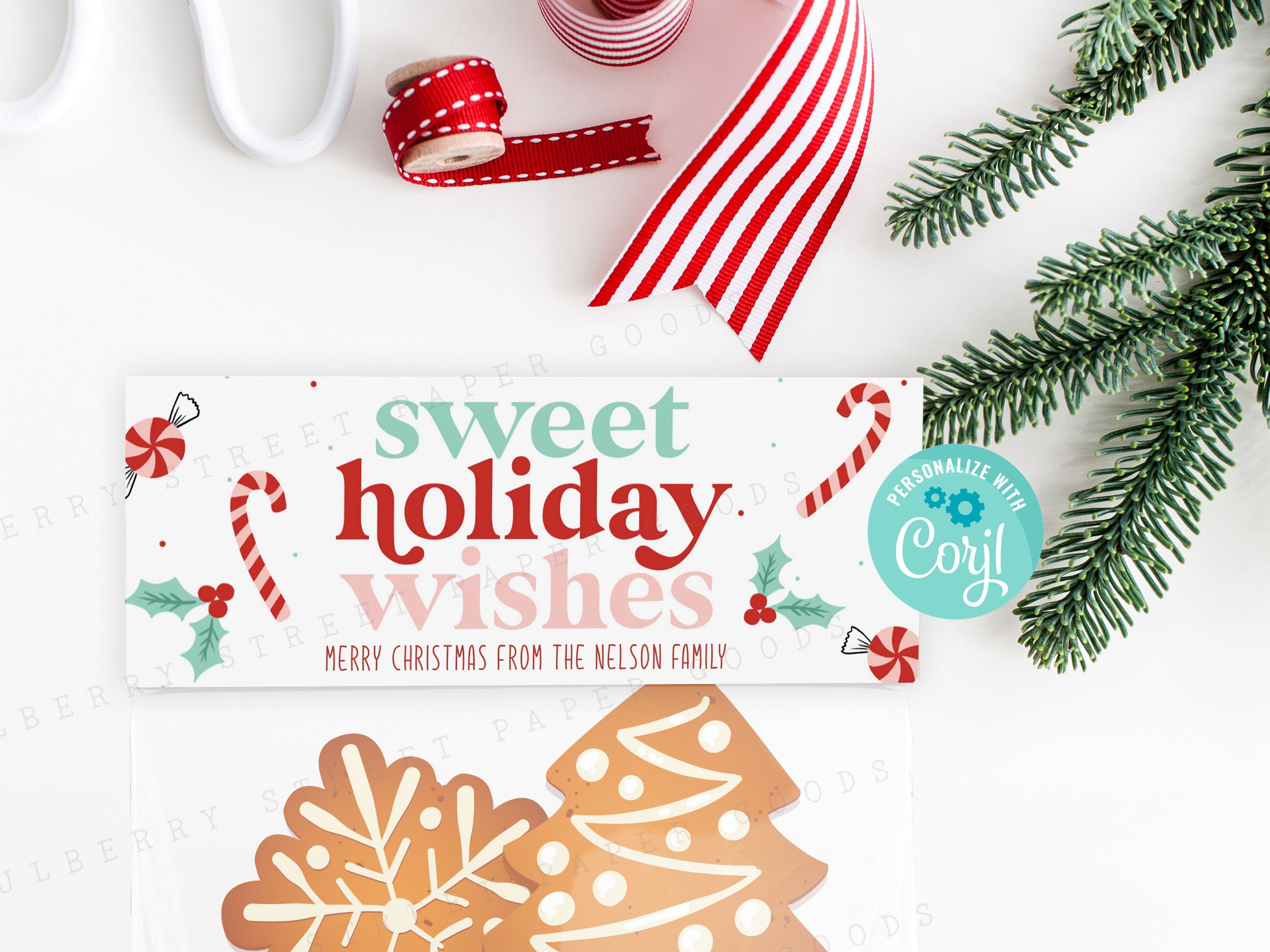 Printable Sweet Holiday Wishes Gift Bag Topper Christmas - Etsy