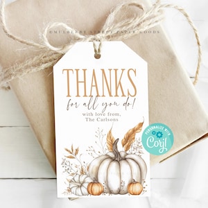 Editable Fall Gift Tag Printable Autumn Thank You for All You Do ...