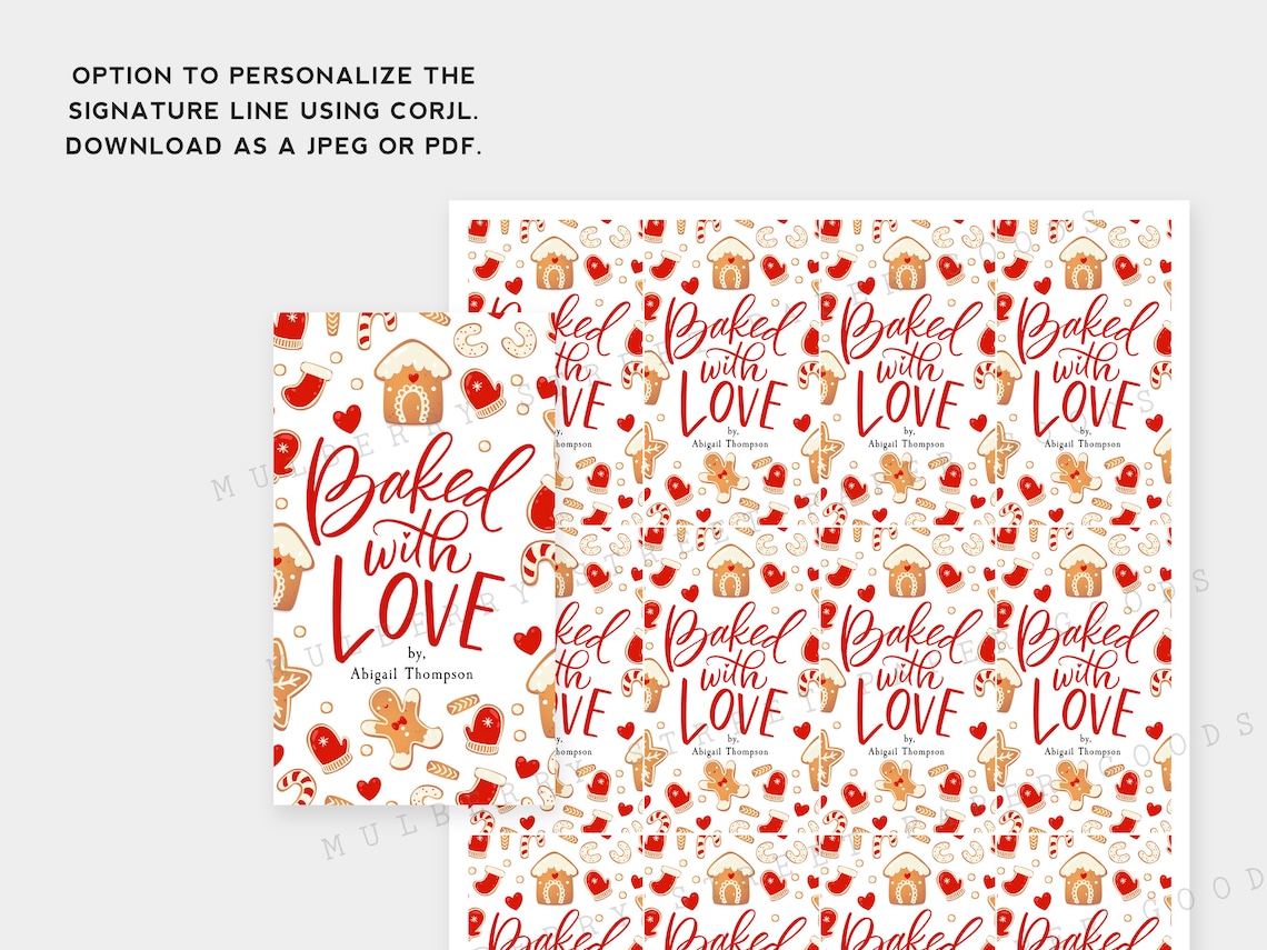 Printable Baked With Love Gift Tag Editable Gift Tag - Etsy