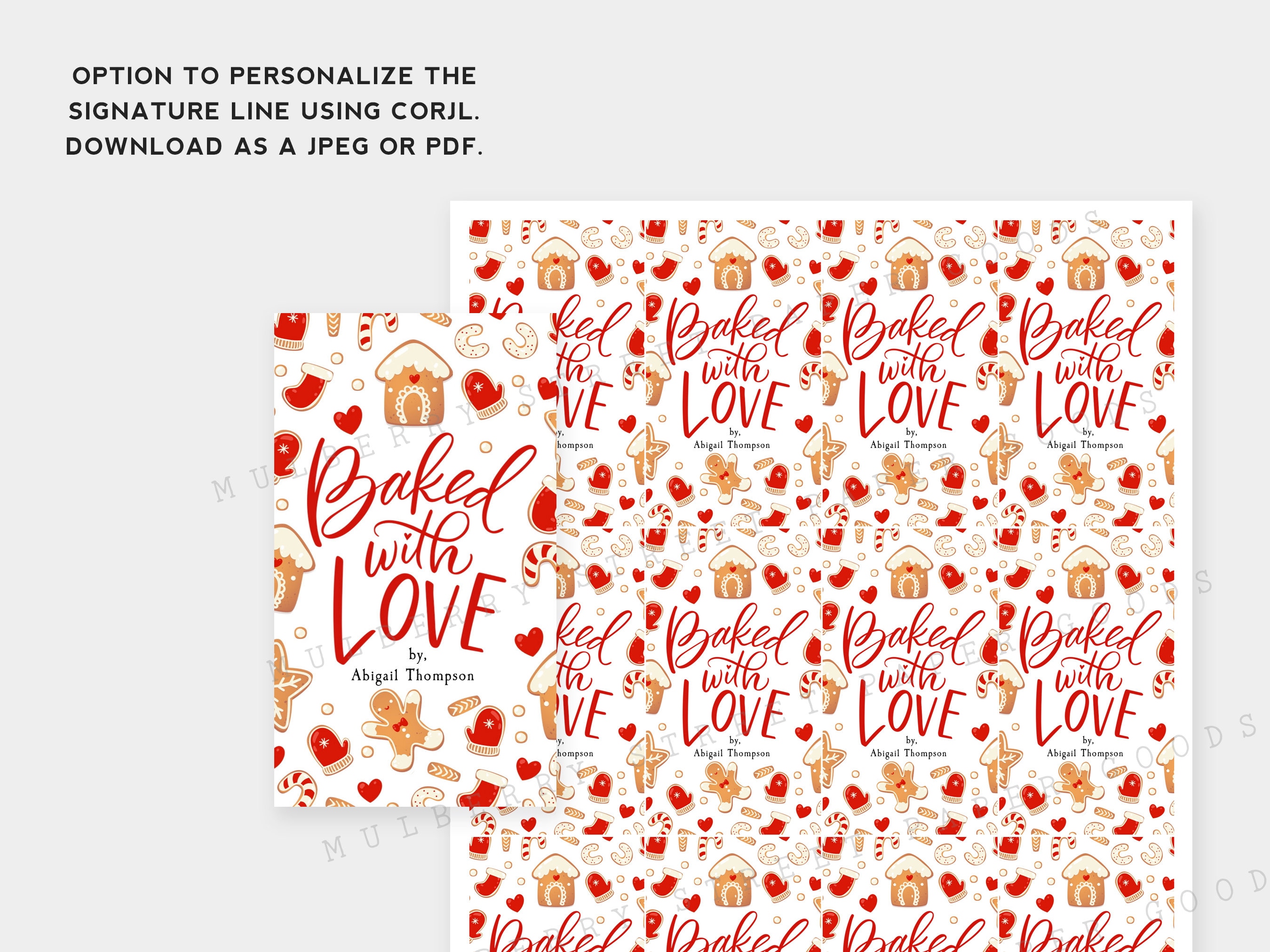 Printable Baked With Love Gift Tag, Editable Gift Tag, Personalized ...