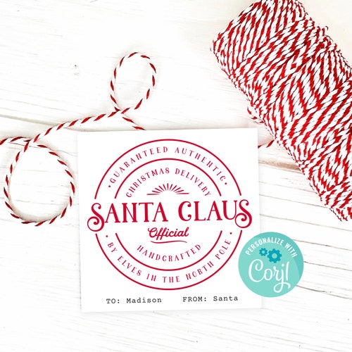 Printable Santa Gift Tag Personalized Santa Claus Gift Tag - Etsy