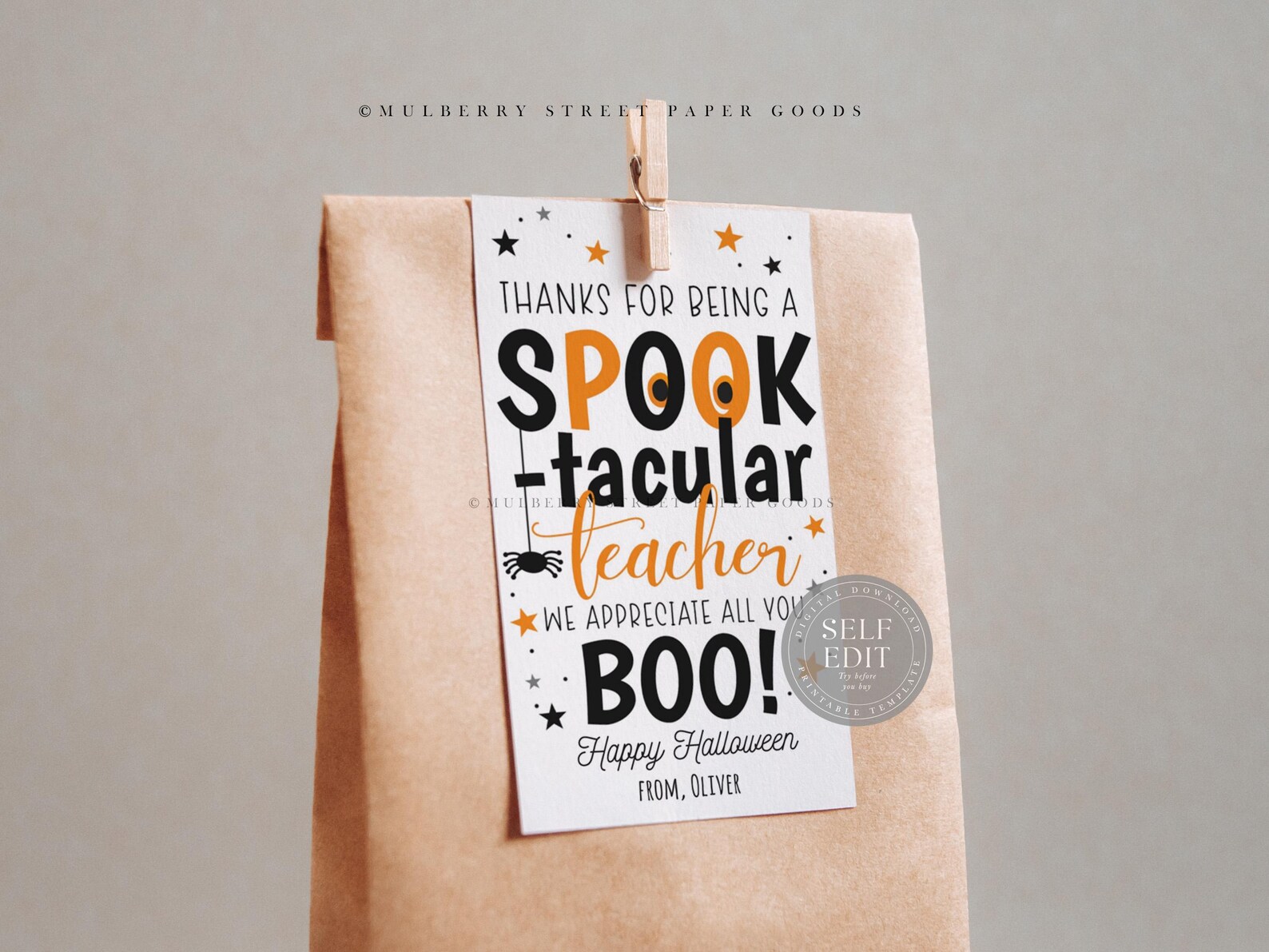 Printable Spooktacular Teacher Halloween Gift Tag, School Halloween ...