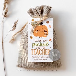 Happy Fall Teacher Gift Tag Printable Digital Download Pumpkin I Couldn ...