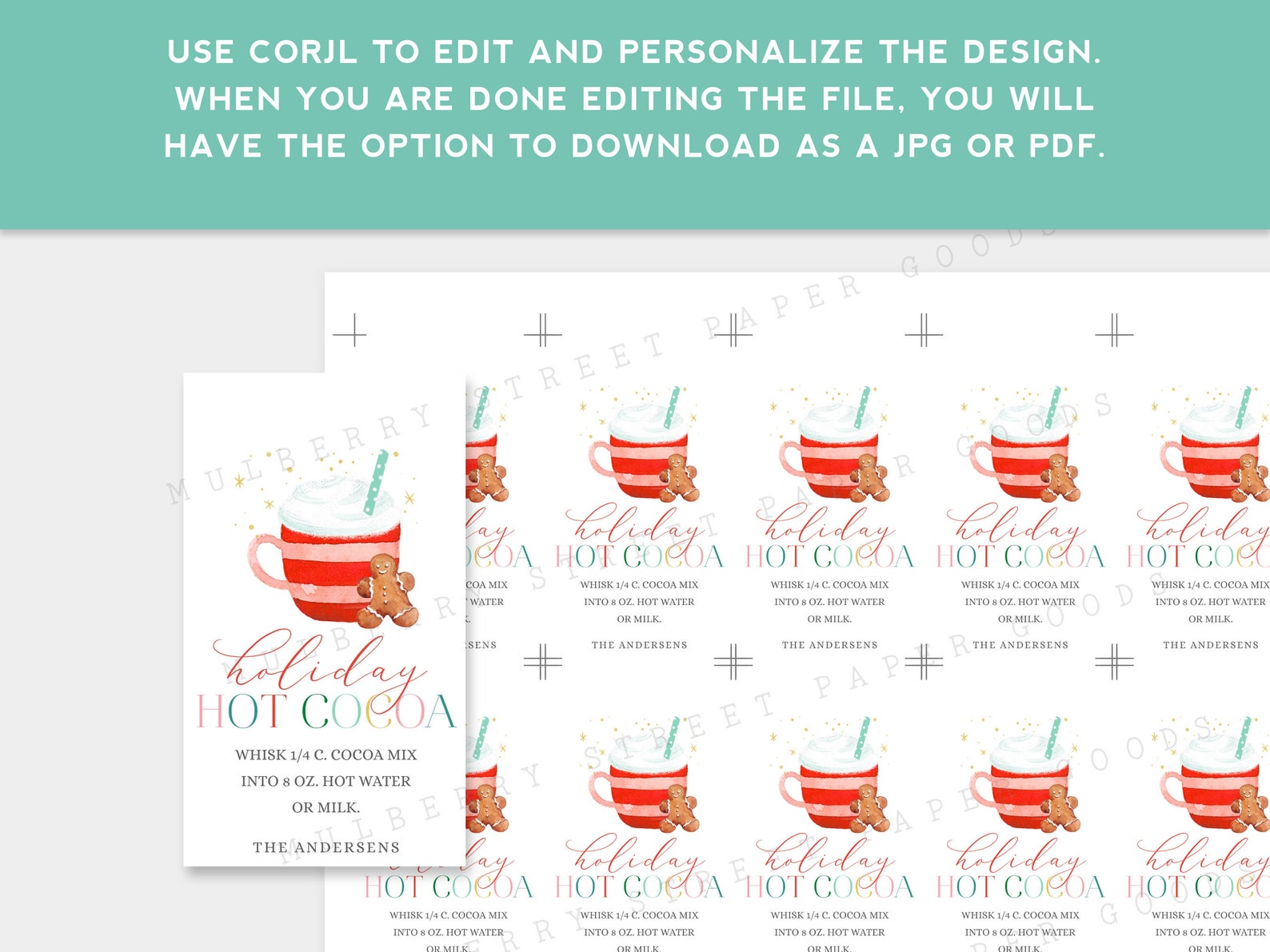Printable Holiday Hot Cocoa Gift Tag Editable Holiday Hot - Etsy