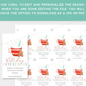 Printable Holiday Hot Cocoa Gift Tag, Editable Holiday Hot Chocolate ...