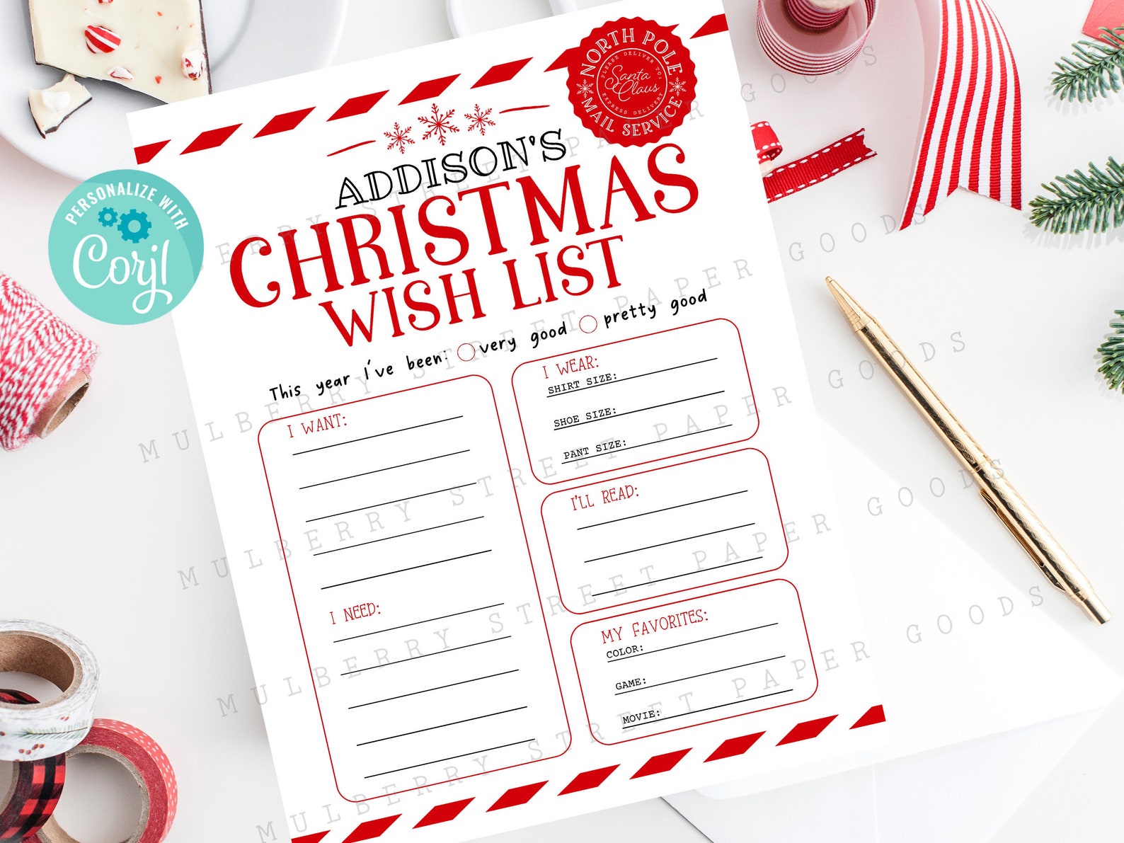 Printable Christmas Wish List, Kids Christmas Activity, Holiday Wish ...
