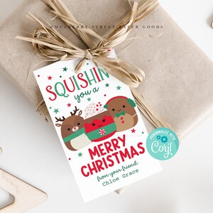 Squish Christmas Gift Tag Digital Download Plush Christmas Gift for ...
