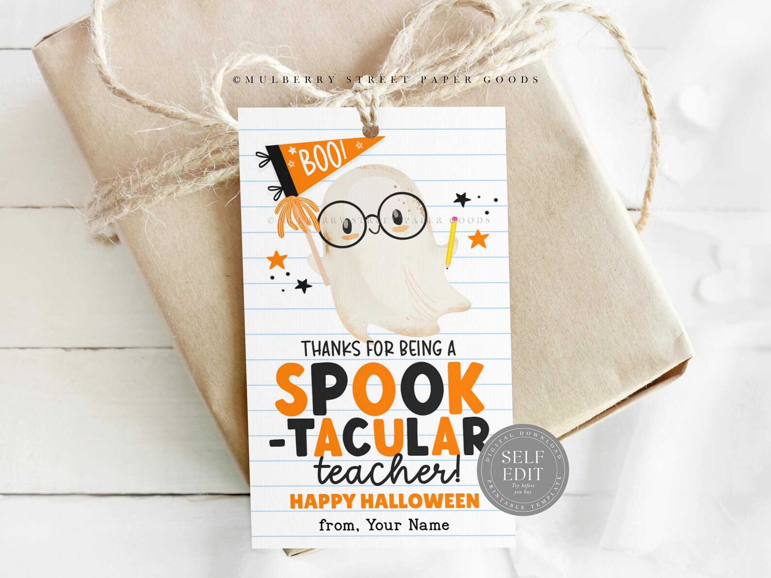Halloween School Ghost Gift Tag Printable Halloween Teacher Gift Tag ...