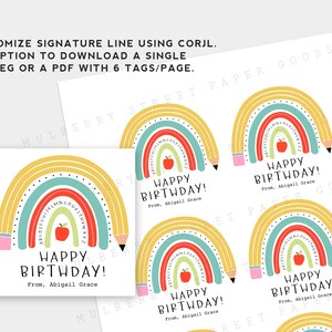 Printable Happy Birthday Rainbow Gift Tag, Children's Birthday Colorful ...