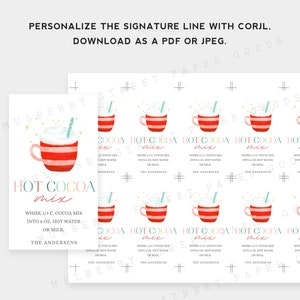 Printable Hot Cocoa Mix Gift Tag, Winter Hot Chocolate Editable Tag ...