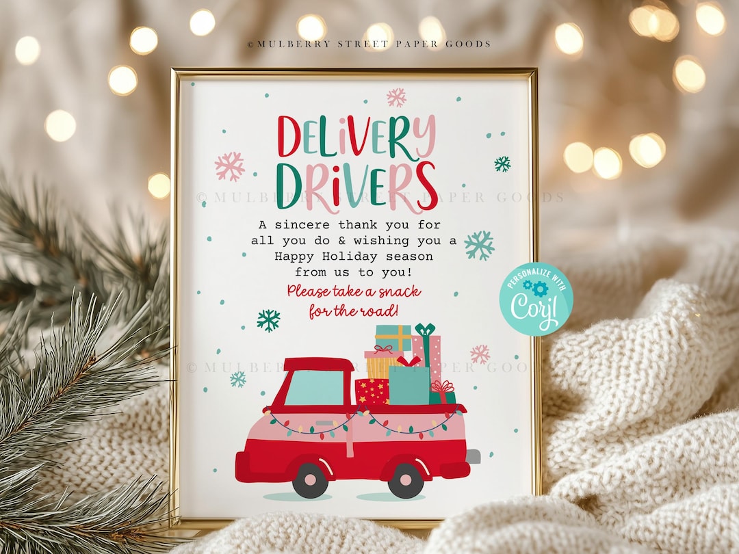 Editable Christmas Delivery Driver Treat Station Printable Digital ...