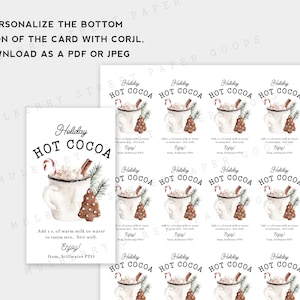 Holiday Hot Cocoa Printable Gift Tag, Christmas Hot Chocolate Mix ...
