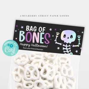 Halloween Bag of Bones Treat Topper Printable Instant Download Trendy ...