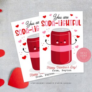 Soda Pop Can Happy Valentine's Day Printable Card, Classroom Valentine ...