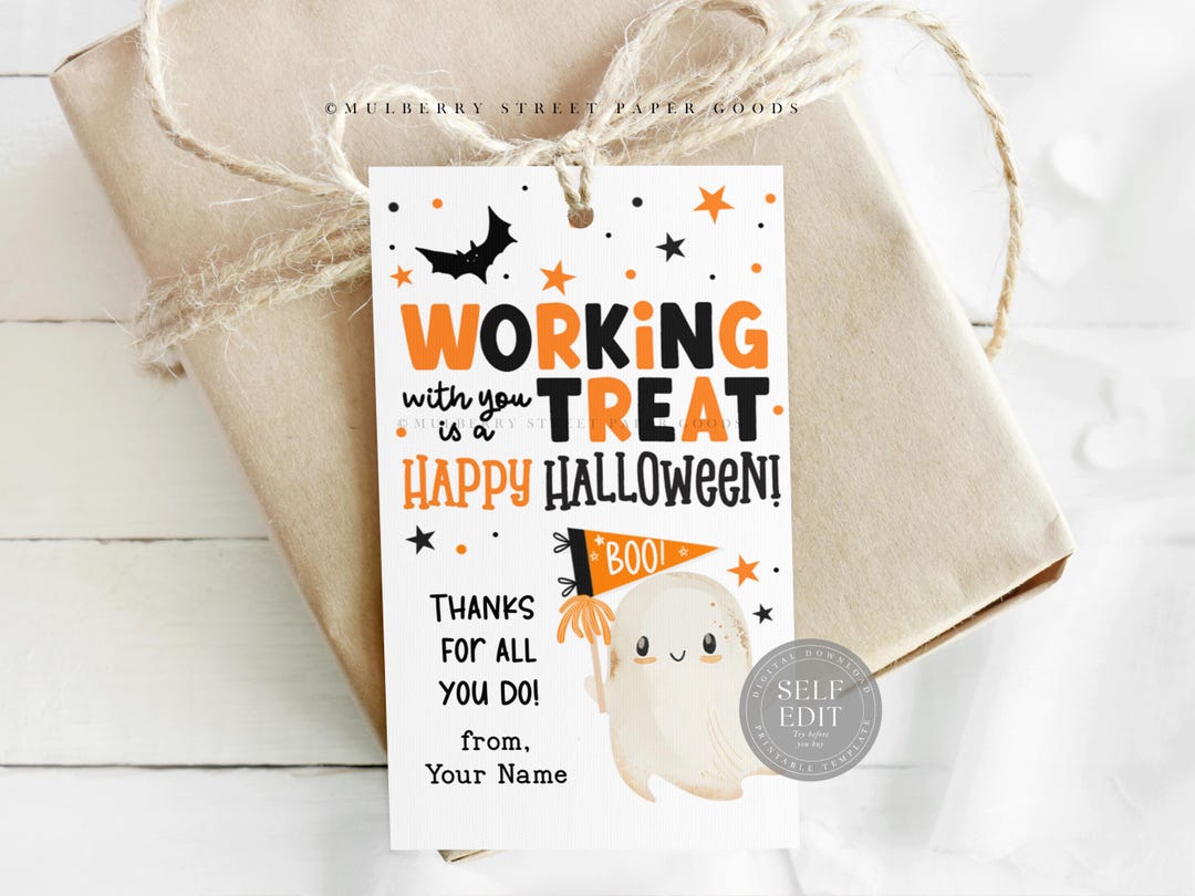 Halloween Coworker Gift Tag Digital Download Printable Office Halloween ...